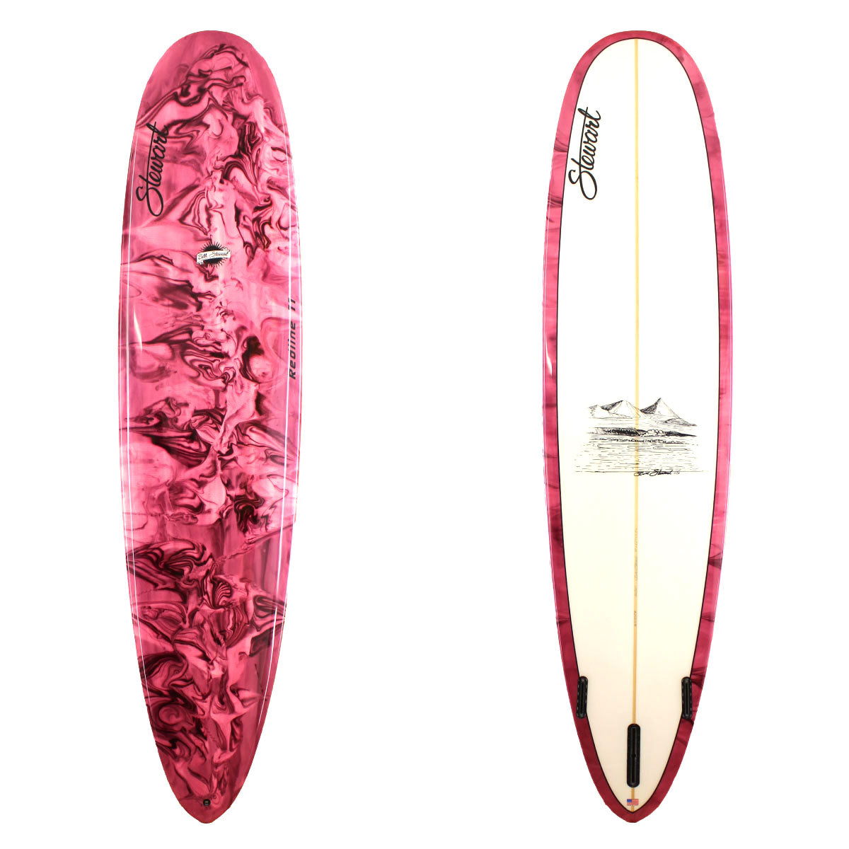 Redline 11 - 9'0" - 74.70L - PU - Red Marble Swirl – Stewart surfboards ...